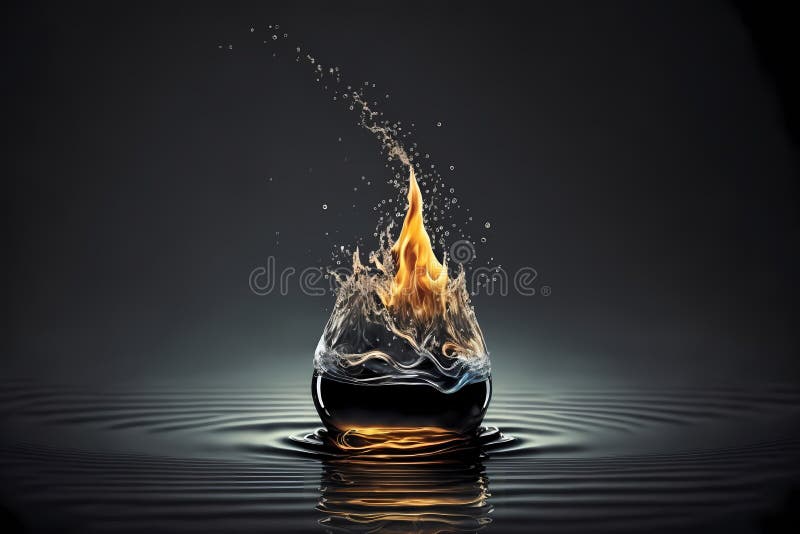 Fire and Water Splash. Dynamic Concept of Two Opposite Elements. Flame ...