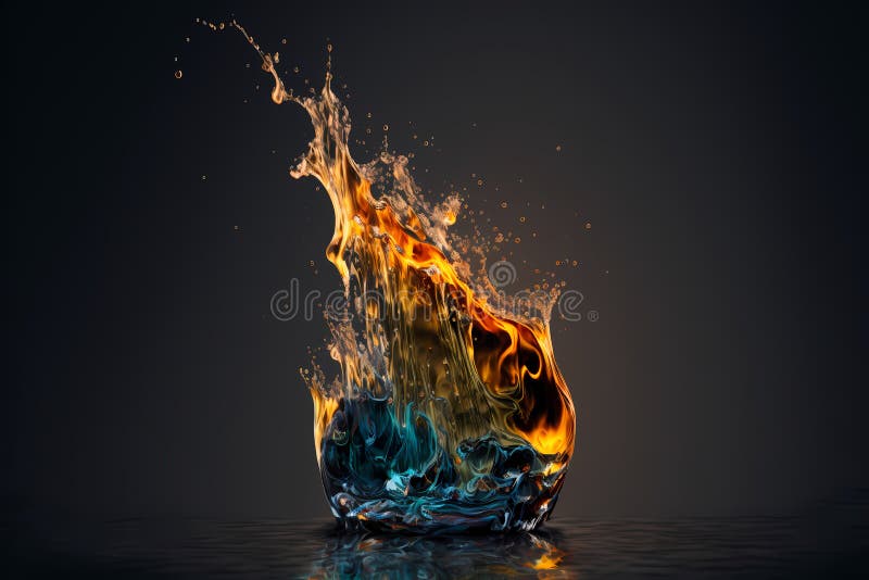 Fire and Water Splash. Dynamic Concept of Two Opposite Elements. Flame ...