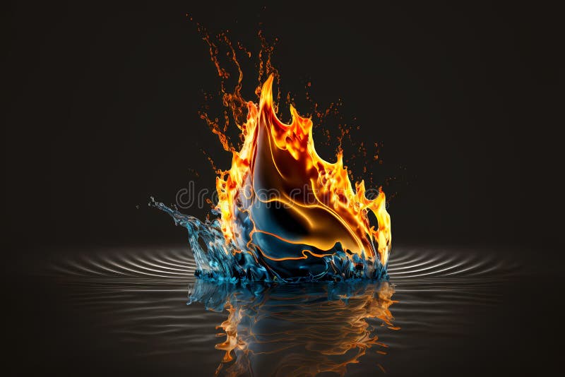 Fire and Water Splash. Dynamic Concept of Two Opposite Elements. Flame ...