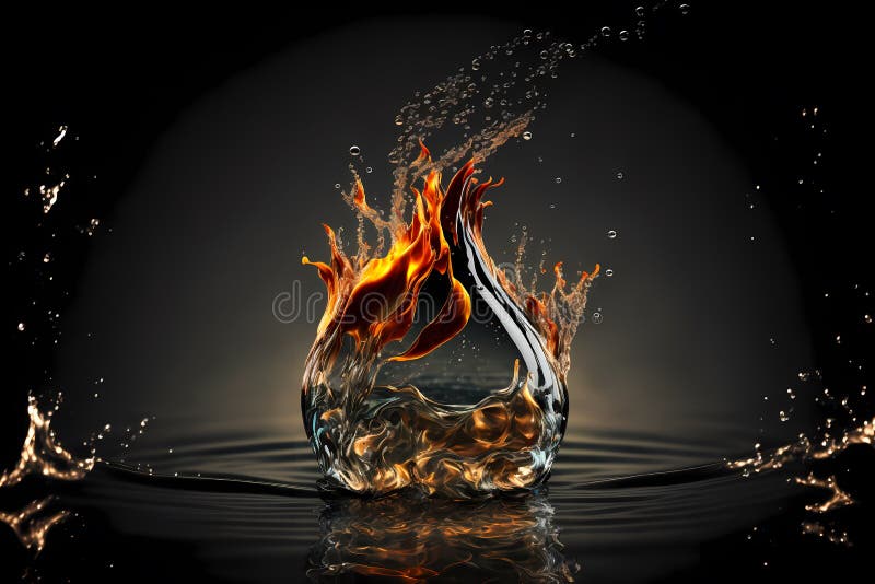 Fire and Water Splash. Dynamic Concept of Two Opposite Elements. Flame ...