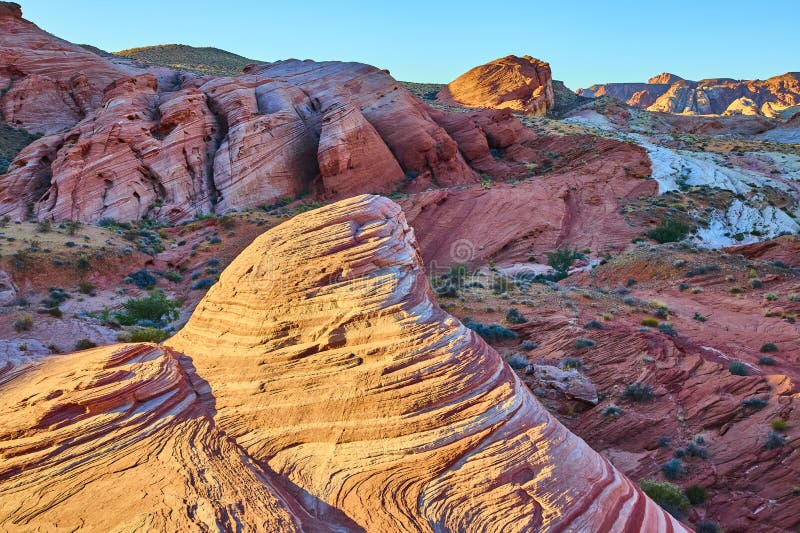Fire Wave Sandstone Patterns Nevada Eye-Level View Stock Image - Image ...