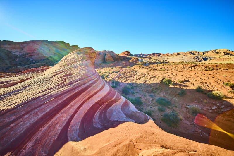 Fire Wave Sandstone Patterns Valley of Fire Eye-Level Perspective Stock ...