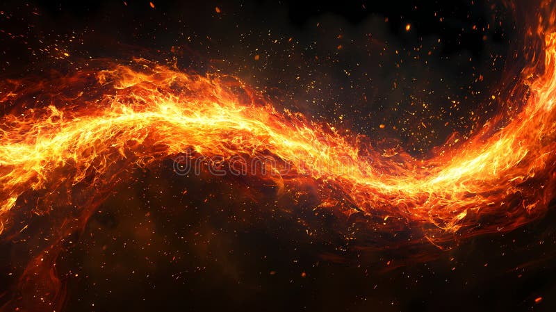 Fire Wave Spreading with Sparks on Dark Background Stock Image - Image ...