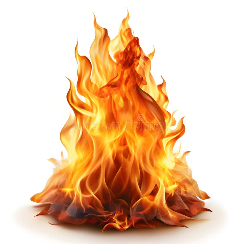 Fire on a White Background, Showcasing Vibrant Stock Illustration ...