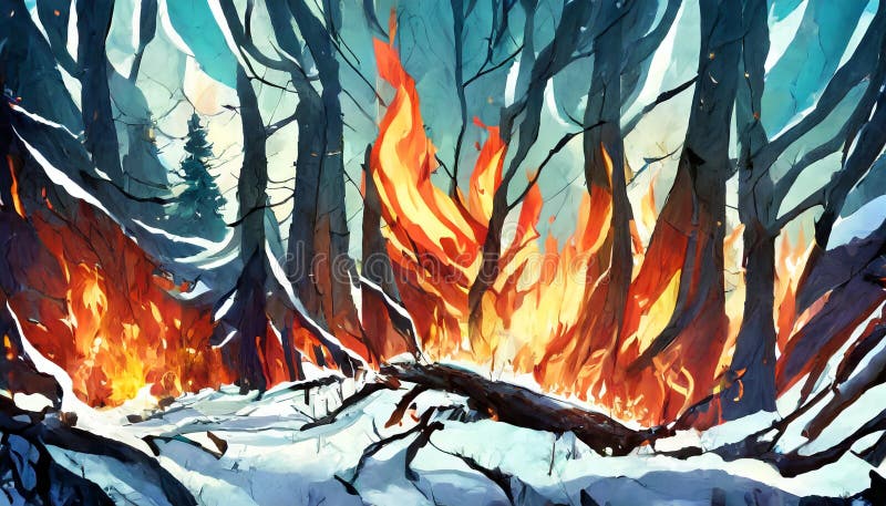 Fire in winter forest stock image. Image of cook, holiday - 299893523