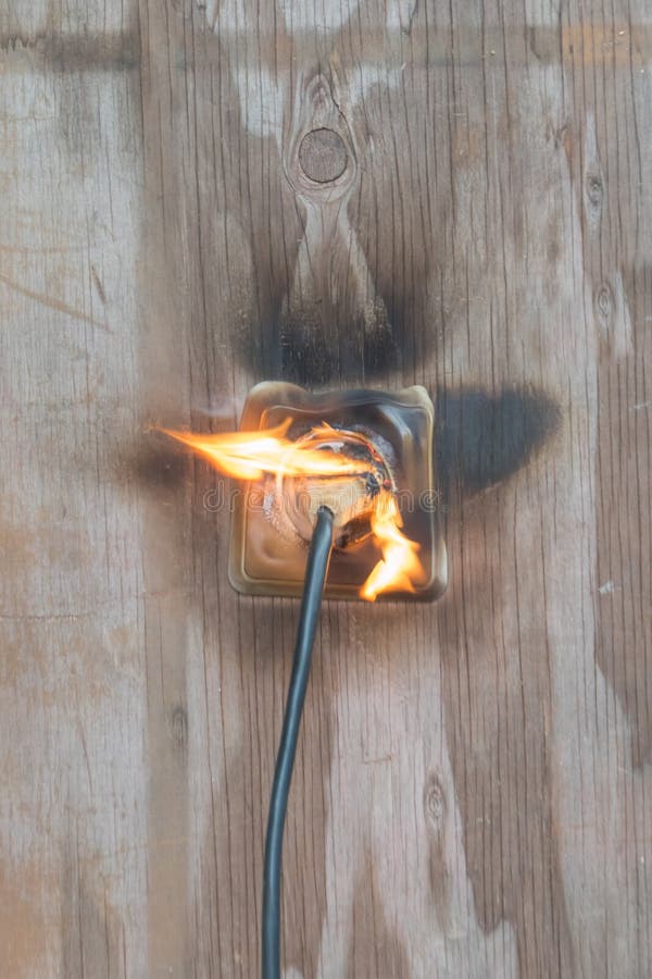 Fire, Wire in Fire and Smoke Stock Image - Image of indoor, cable ...