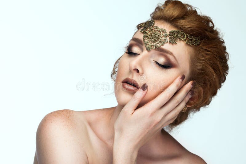 Fire woman stock image. Image of woman, gold, model, haired - 44139213