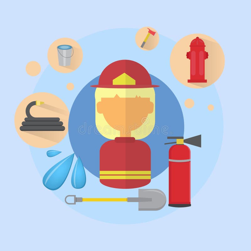 Fire Woman Firefighter Worker Icon Stock Vector - Illustration of logo ...