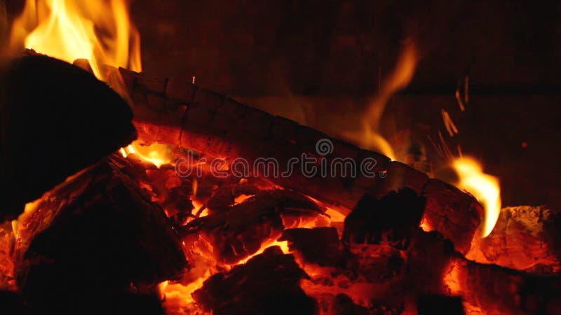 A Log of Wood is Burning in a Fire Pit Stock Footage - Video of ...