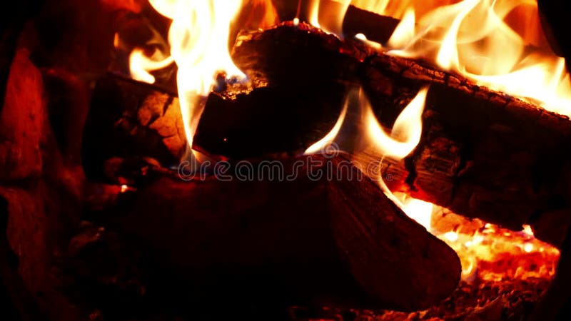 Fire on wood in a firebox. stock video. Video of alpha - 164960967