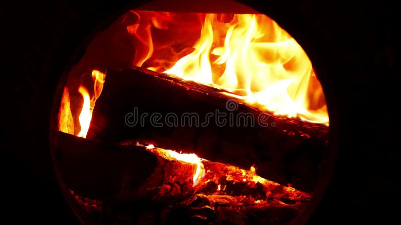 Fire on wood in a firebox. stock footage. Video of furnace - 164942772