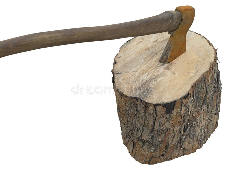 Fire Wood Log Old Rusty Axe Isolated Over White Stock Photos - Free ...