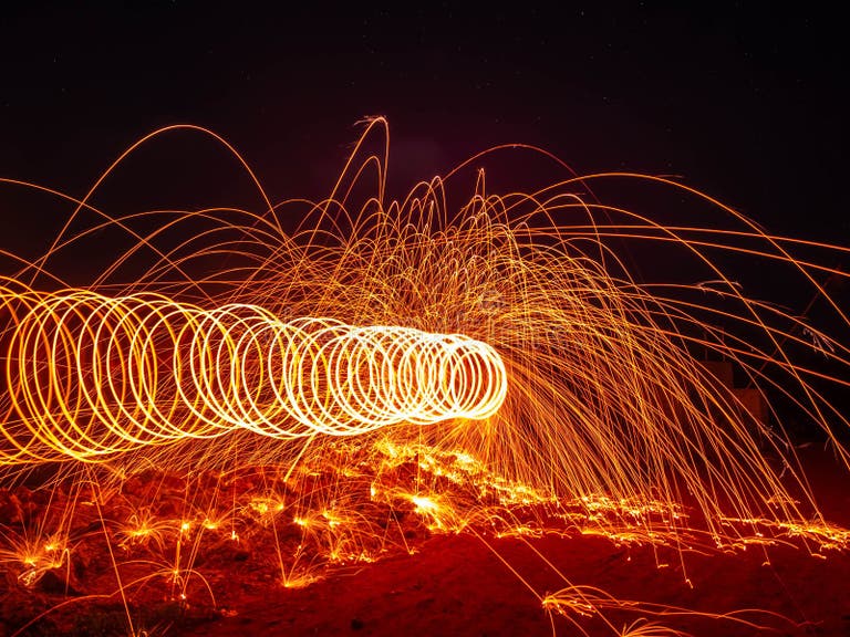 Fire Work Man Made with Special Technique Long Exposure and Flaring ...