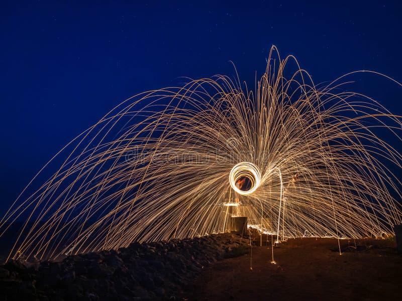 Fire Work Man Made with Special Technique Long Exposure and Flaring ...