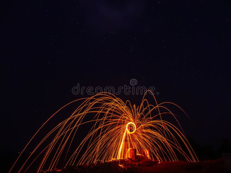 Fire Work Man Made with Special Technique Long Exposure and Flaring ...