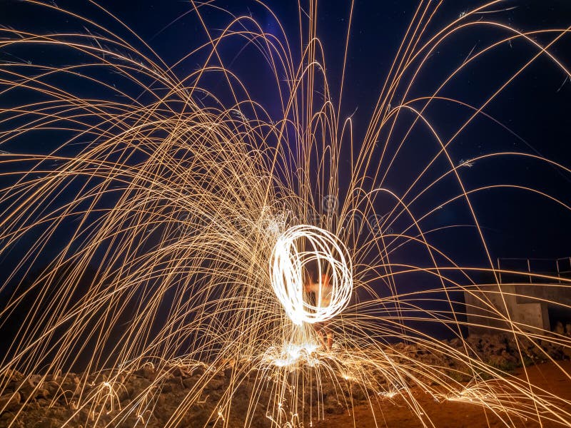 Fire Work Man Made with Special Technique Long Exposure and Flaring ...