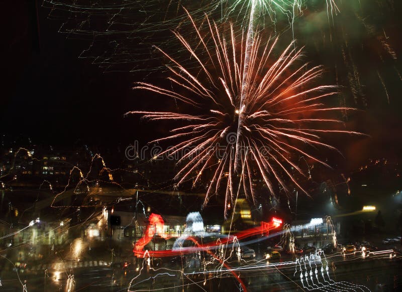 Fire works at night stock image. Image of festive, sparkle - 309606033