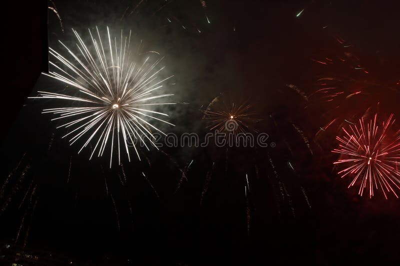 Fire works at night stock image. Image of fire, event - 309606037