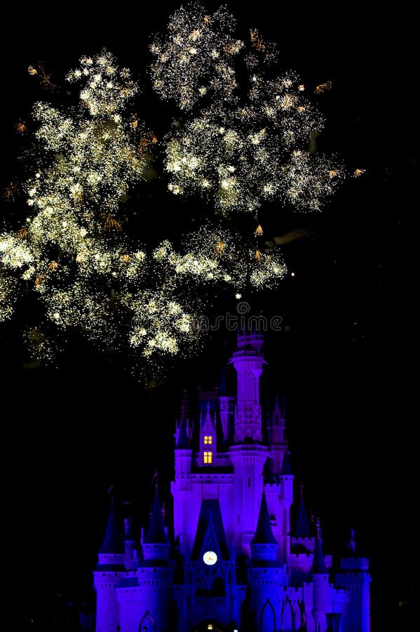 Fire Works Over Disney Castle Editorial Photo - Image of fireworks ...