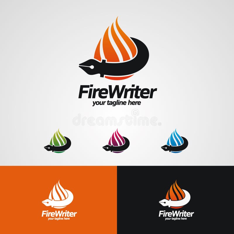 Fire Writer Logo Designs Template Stock Vector - Illustration of heat ...