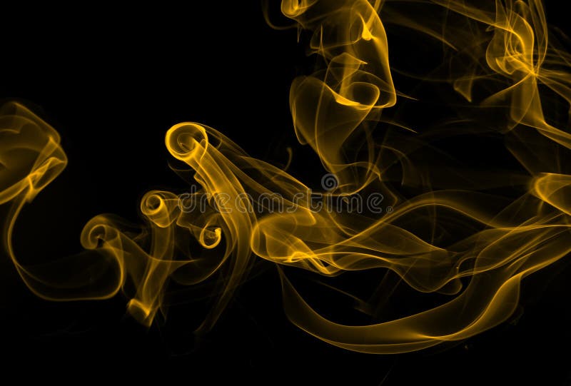 Fire of Yellow Smoke Abstract on Black Background for Design Stock ...