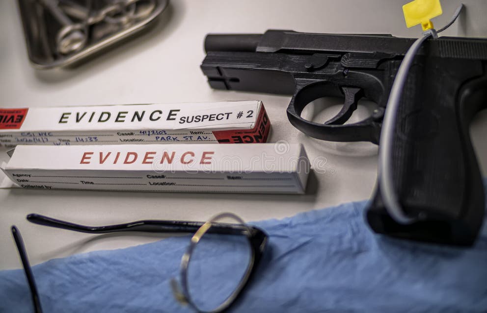 Firearm Next To Analysis Tests in a Crime Lab Stock Image - Image of ...