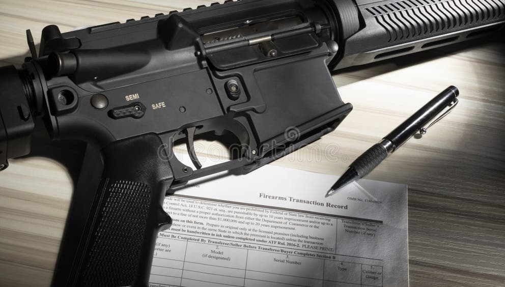 Firearm with Public Domain Purchase Form Stock Photo - Image of polymer ...