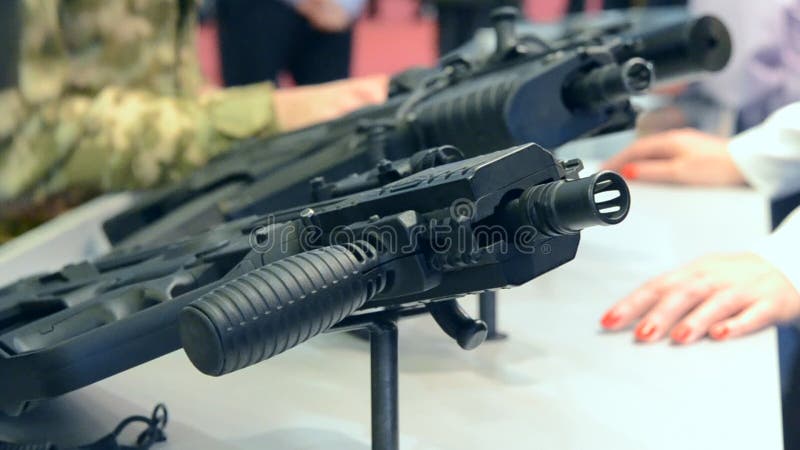 Firearms Gun Submachine Sniper Rifle Close-up. Stock Footage - Video of ...
