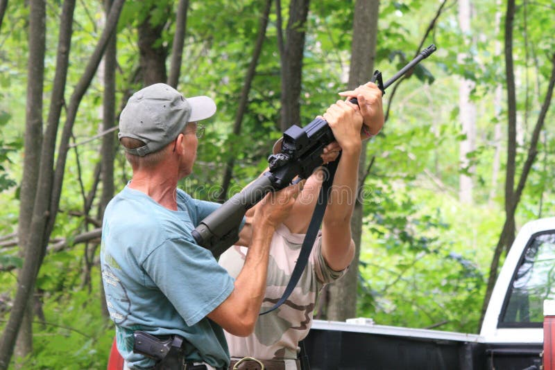 Rifle Training with .223 Caliber Stock Photo - Image of weapon, black ...