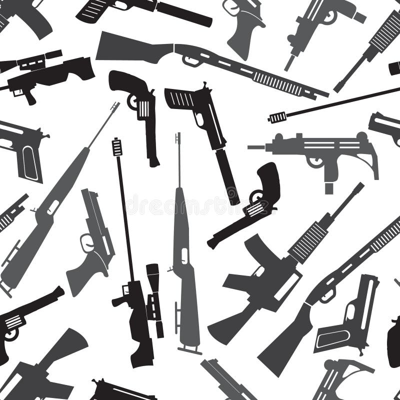 Firearms Weapons and Guns Seamless Pattern Stock Vector - Illustration ...