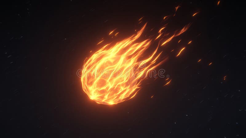 Fireball Concept, Small Concentrated Orb of Fire Suspended in Black ...