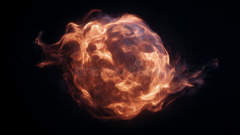 Fireball Concept, Small Concentrated Orb of Fire Suspended in Black ...