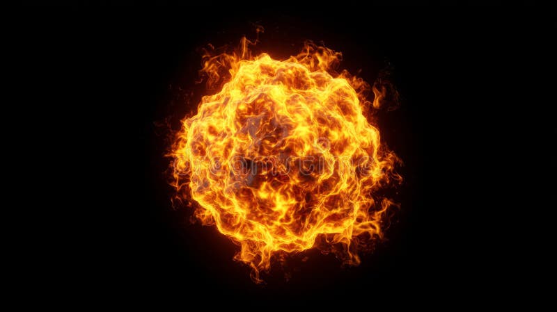 Fireball Concept, Small Concentrated Orb of Fire Suspended in Black ...