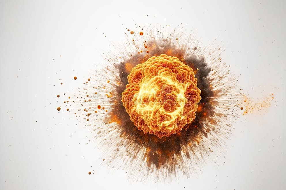 Explosion Fireball on White Stock Illustration - Illustration of ...