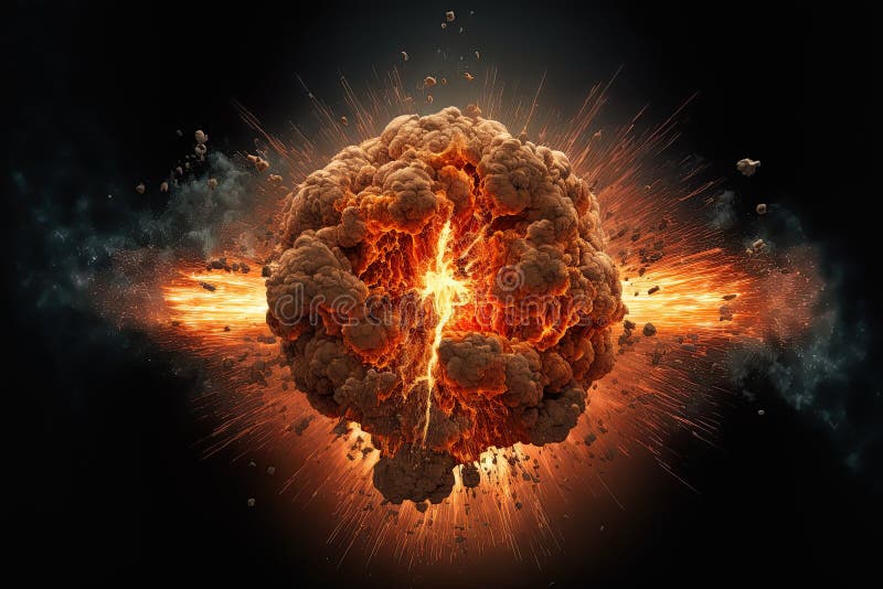 Nuclear Explosion in Fireball Stock Illustration - Illustration of ...