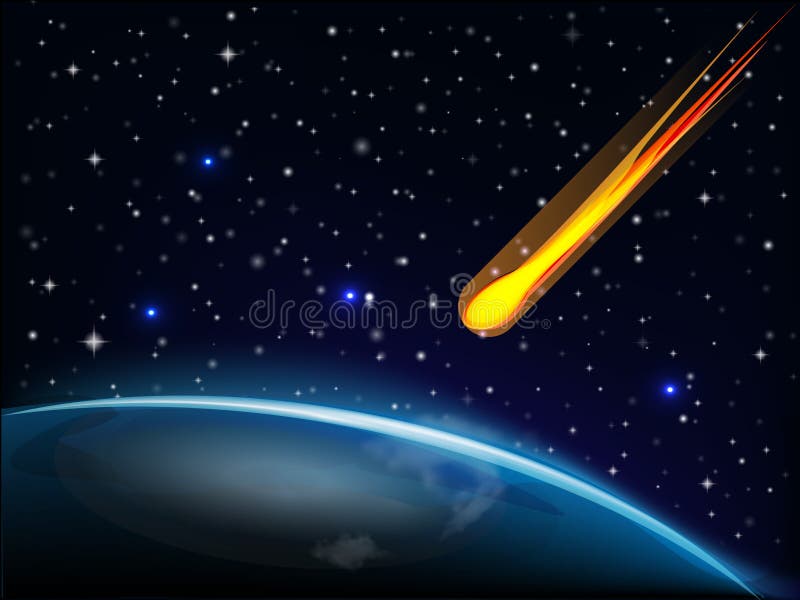 Fireball falling on earth stock vector. Illustration of burning - 74202239
