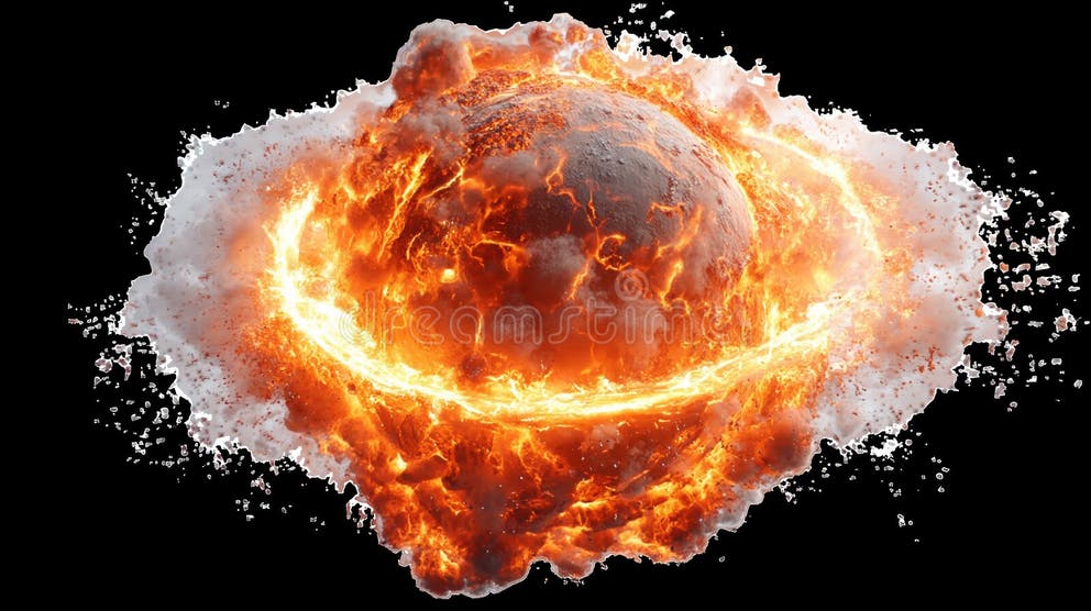 Fireball Impact Fx with Shockwave Ring on Transparent Background Stock ...