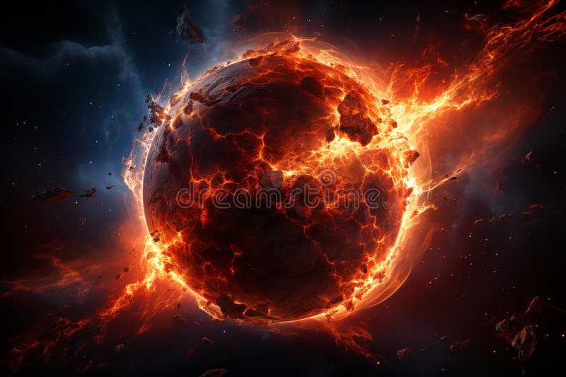 Fireball in Isolation, Black Canvas, Text Space Stock Illustration ...