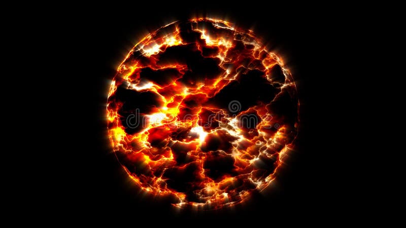 Fireball Orb Magma Lava Effect and Fire Light Radius on the Black ...