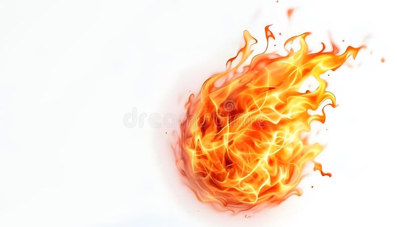 A Dynamic Depiction of a Fireball Against a White Background, AI ...