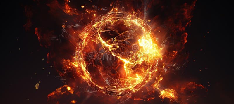 Fireball Rock Explosion, Blast, Burn, Smoke Stock Illustration ...