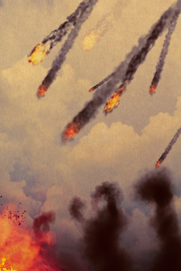 Fireballs in the Sky stock illustration. Illustration of firework ...