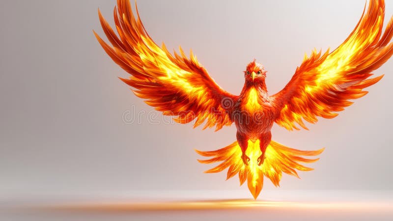 Firebird Phoenix Mythical Creature Wings Spread 3D Render Stock ...