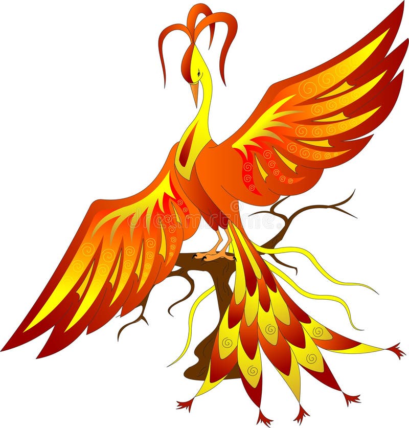 Phoenix Firebird Sitting Tree Branch Stock Illustrations – 6 Phoenix ...