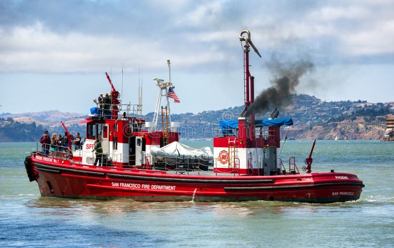 Fireboat editorial photography. Image of blue, fire, water - 87327342