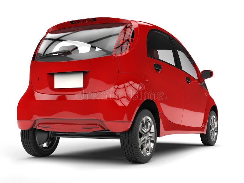 Firebrick Red Modern Compact Car - Back Vew Stock Illustration ...