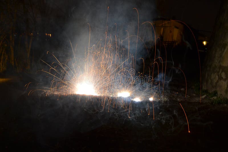 Fire At The Crack Of Frozen Lava Field At Tolbachik Volcano, After ...