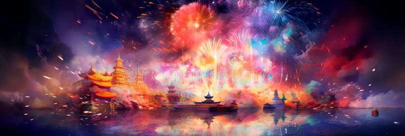 Firecracker Display, Symbolizing the Banishment of Evil Spirits and the ...