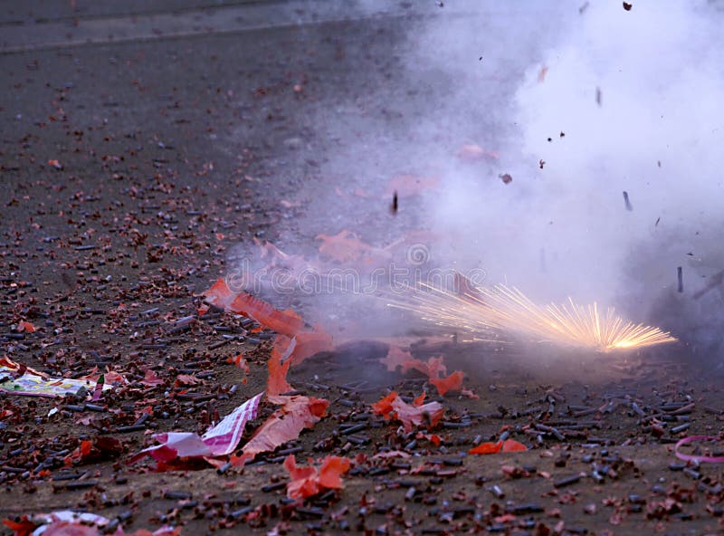 Firecrackers Exploding in the Street Stock Image - Image of celebration ...