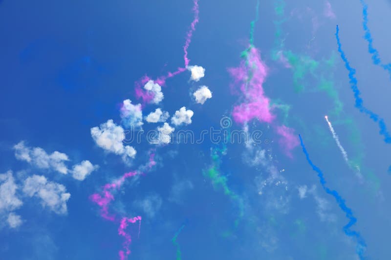 Firecracker Explosion Smoke in the Blue Sky Stock Photo - Image of ...